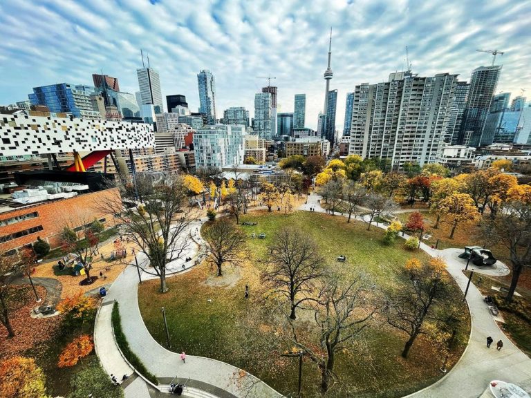 “View of Grange Park as seen from the south stairwell of the Art ...